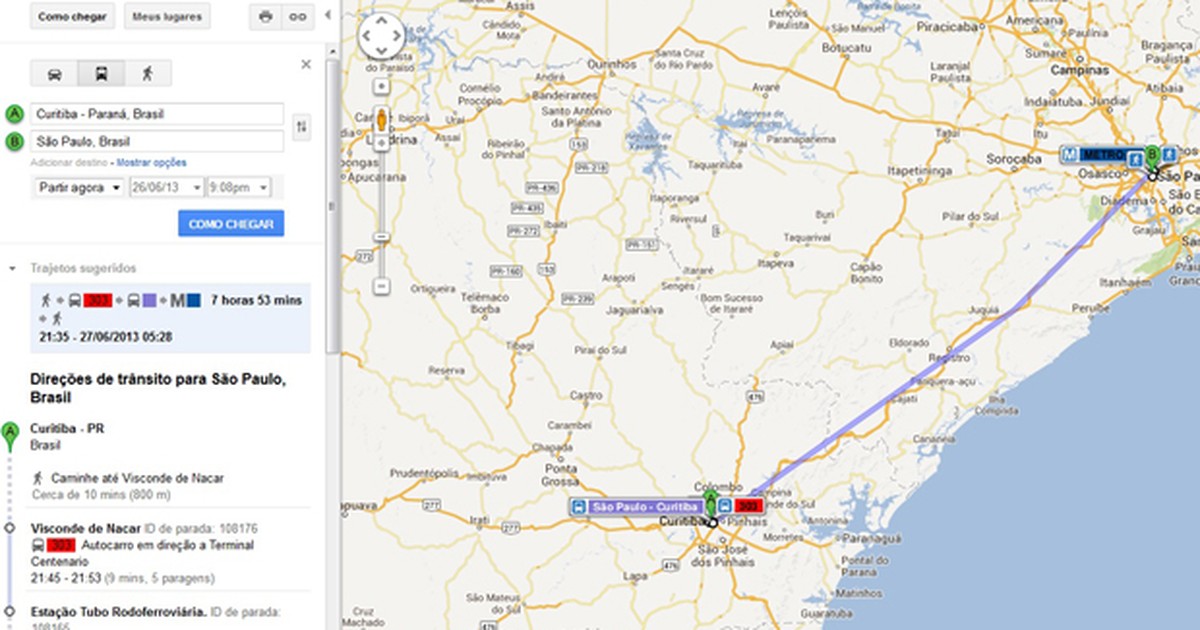 G1 - Google Maps inclui rotas de ônibus interestaduais para trajetos no ...