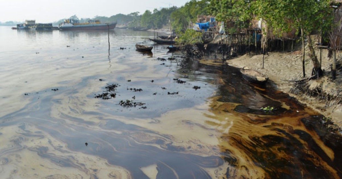 Natureza - Pescadores tentam limpar com esponjas maré negra em Bangladesh