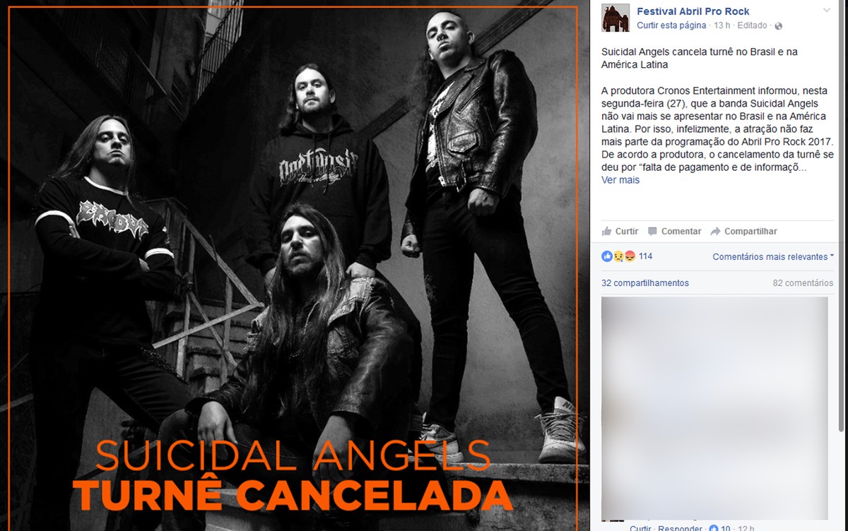 Com cancelamento de turnê, banda Suicidal Angels não vem mais para o Abril Pro Rock | Música em ...