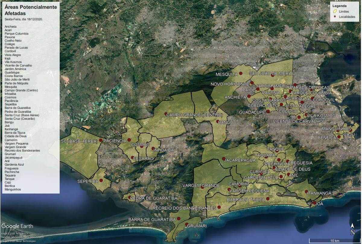 Mais de 40 bairros do Rio e três cidades da Baixada Fluminense podem ...