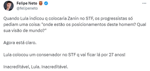 Voto de Zanin contra a descriminalização de maconha é criticado por ...