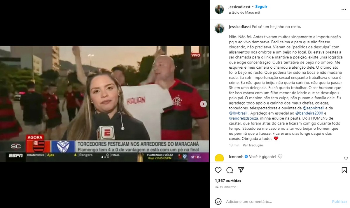 'Foi só um beijinho no rosto. Não. Não foi', desabafa jornalista vítima ...