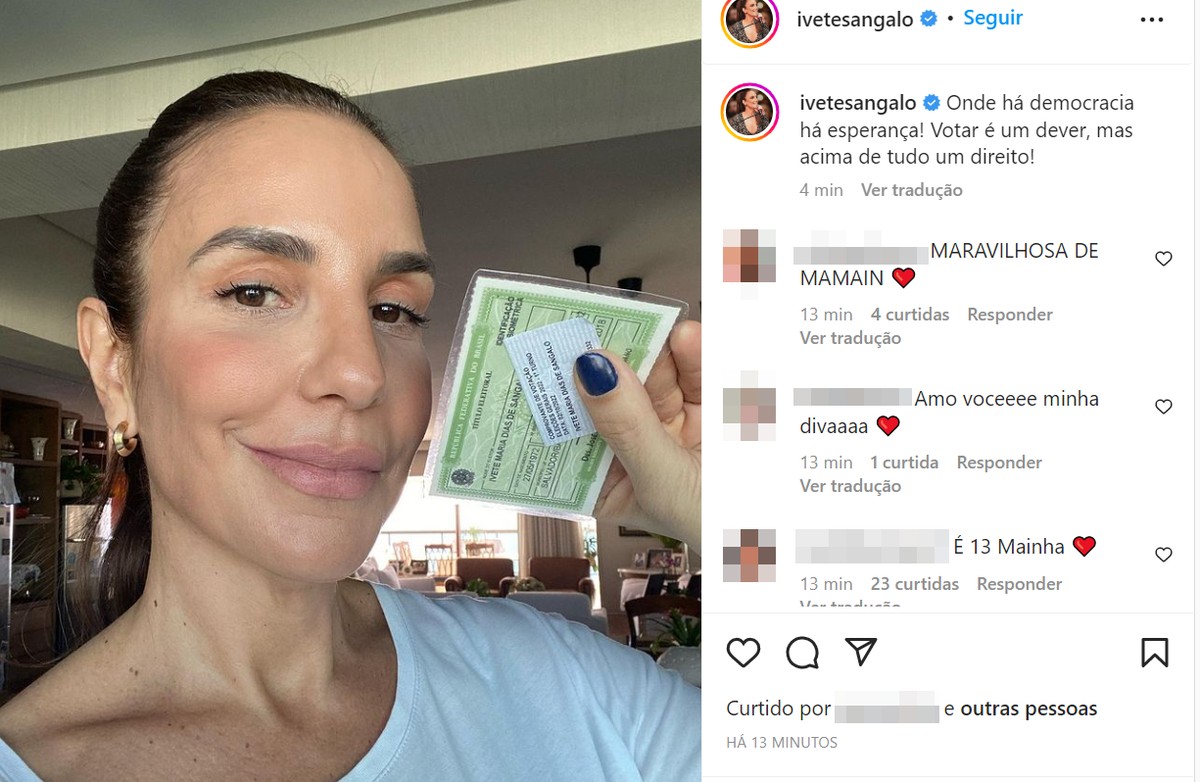 Ivete Sangalo vota em Salvador: 'Onde há democracia, há esperança ...