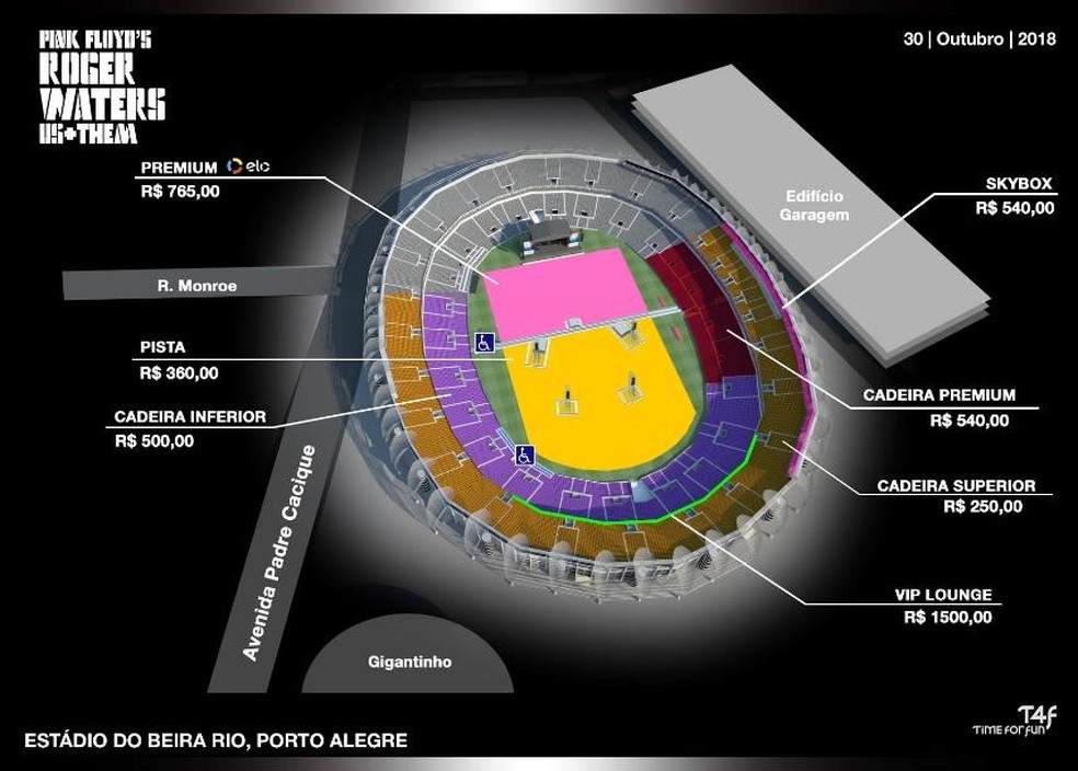 Veja mapa dos setores para o show de Roger Waters em Porto Alegre ...